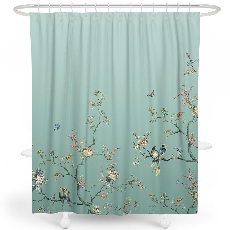 World Menagerie Robinett Flower Birds Single Shower Curtain Hooks